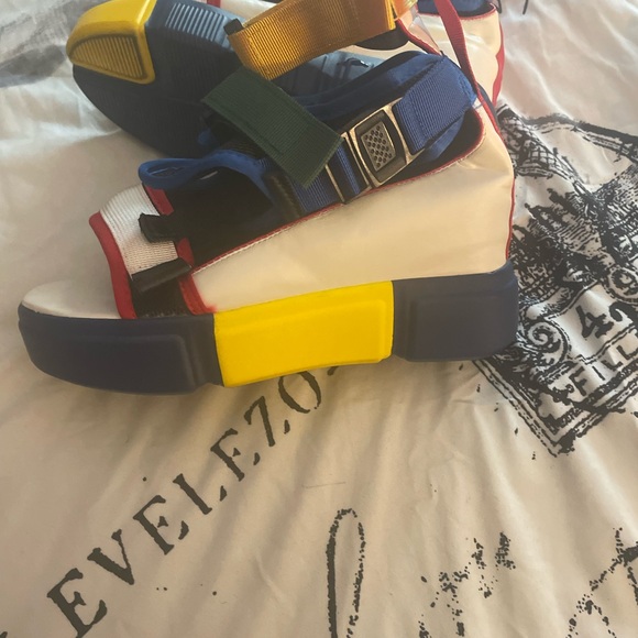 Shoes | Multi Color Platform Sandals | Poshmark